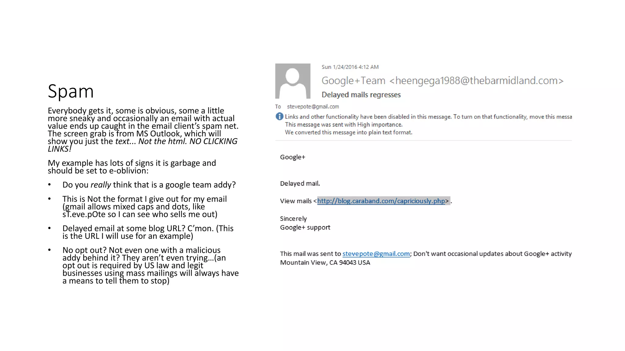 Fun with cURL and spam | PPT