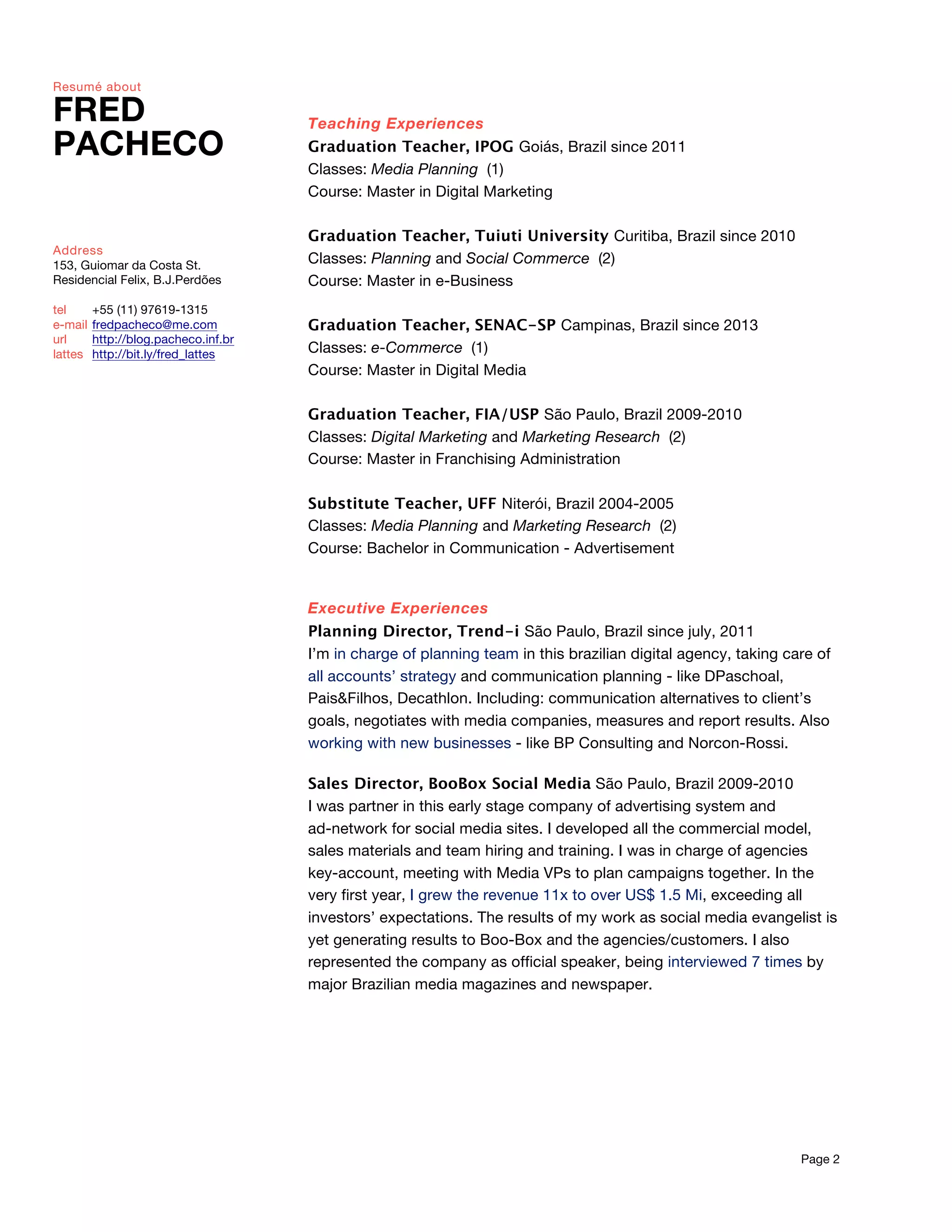 Curriculo do Fred | PDF