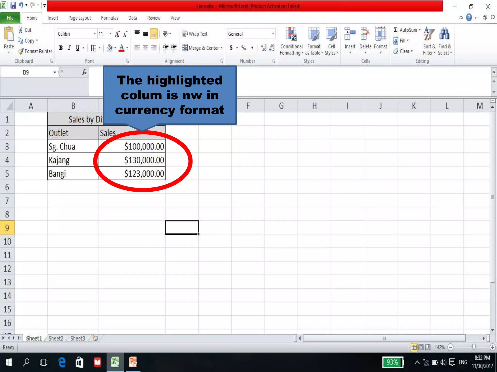 How to change numbers to currency format | PPT