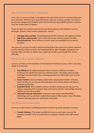 Understanding Currency Corridors In Remittance | PDF
