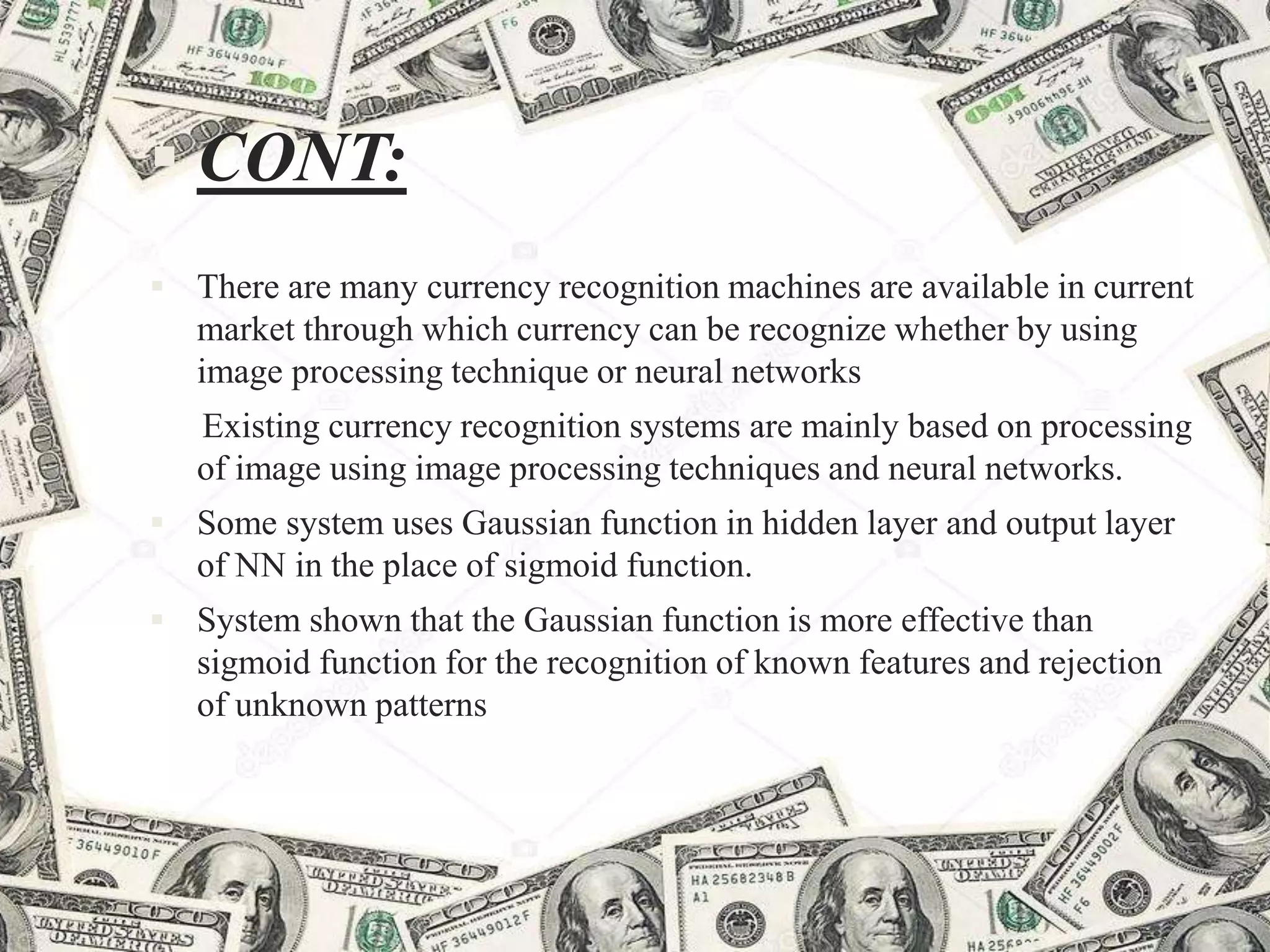 Currency recognition system using image processing | PPTX