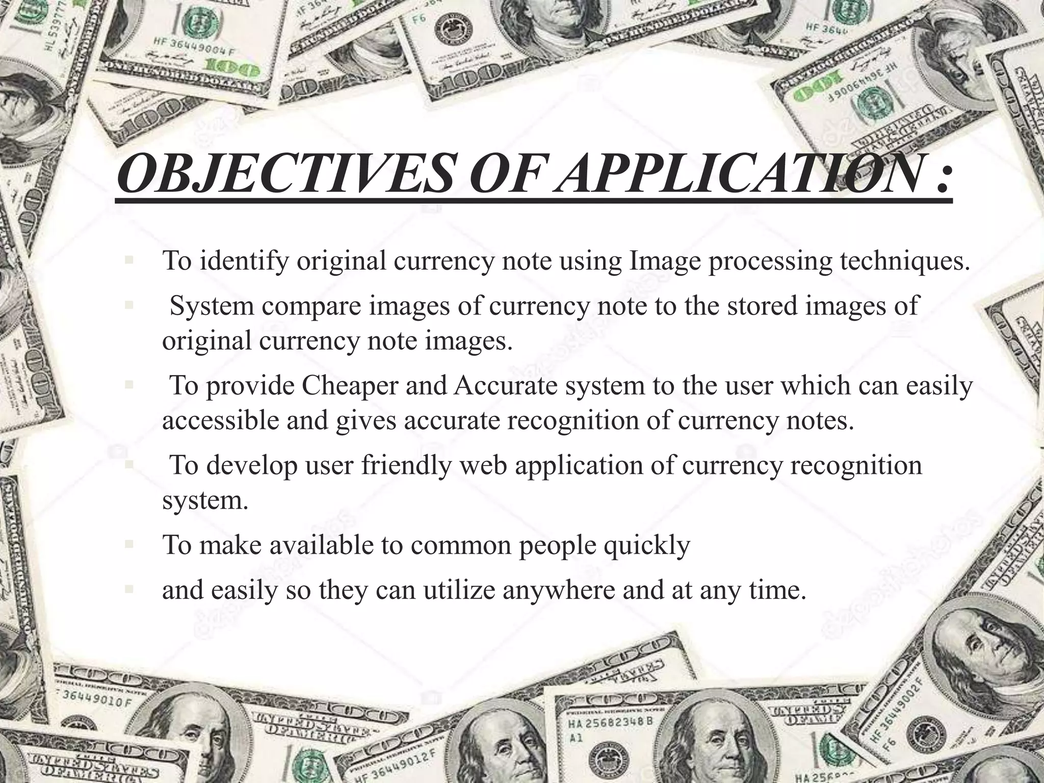 Currency recognition system using image processing | PPTX