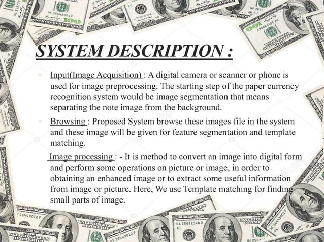 Currency recognition system using image processing | PPTX | Currencies | Economy