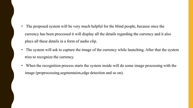Currency recognition using image processing in MATLAB | PPT