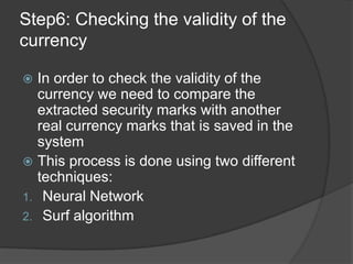 Currency validation system using mobile | PPT