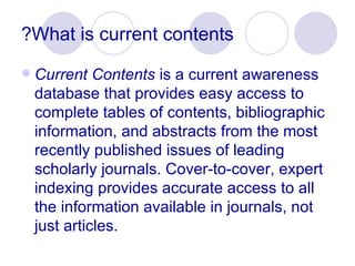 Current Contents | PPT