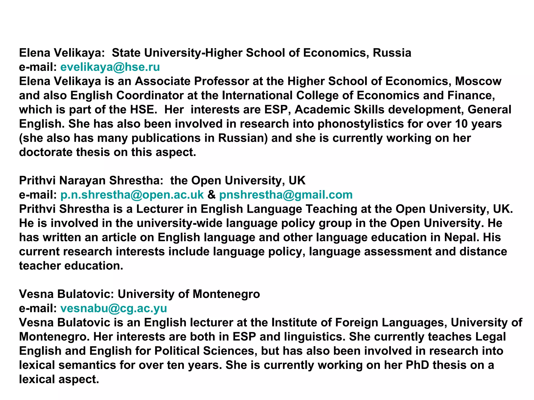 Current Developments in English for Academic Specific and Occupational ...