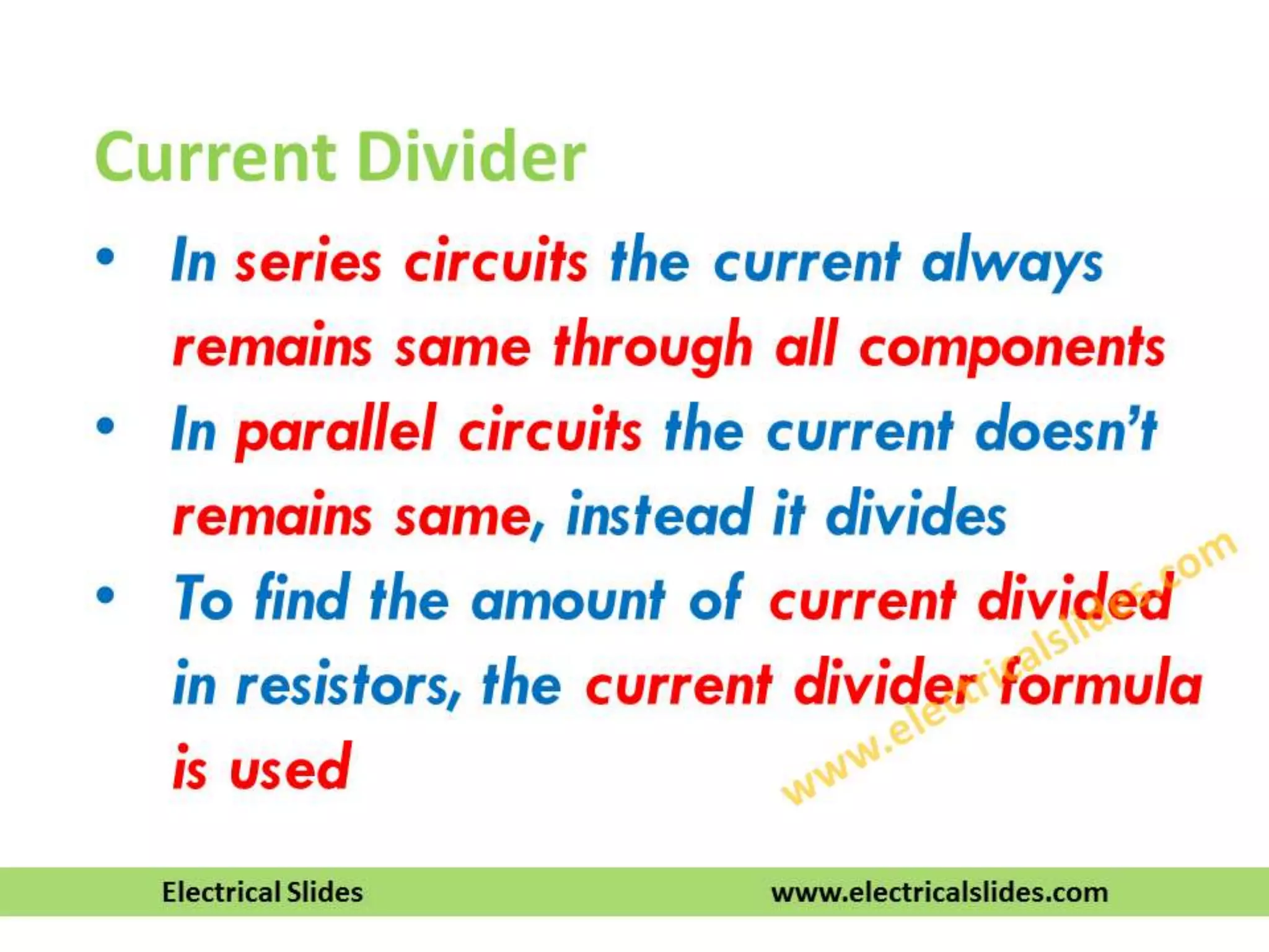 Current Divider Lecture with Formulas and Examples | PPT
