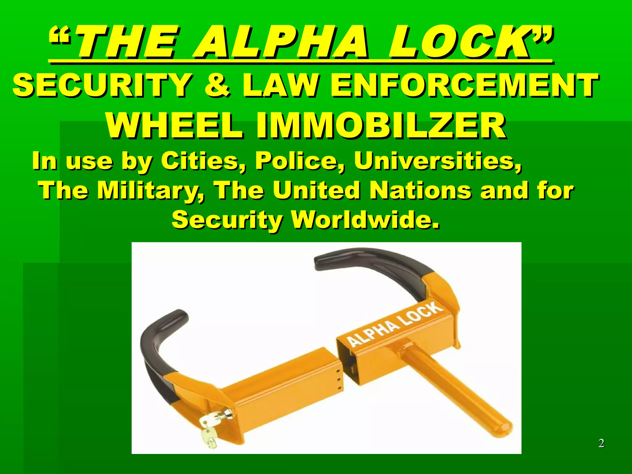 The Alpha Lock Wheel Lock For Vehicle Security, Heavy Equipment ...