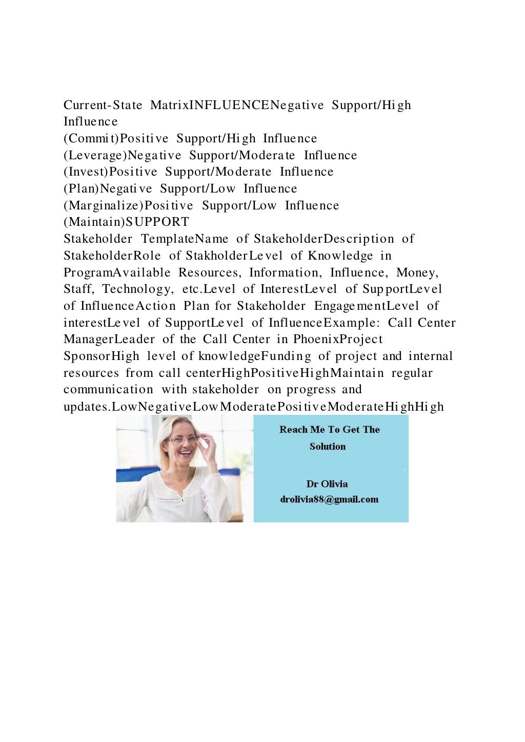 Current-State MatrixINFLUENCENegative SupportHigh Influence(Com | PDF