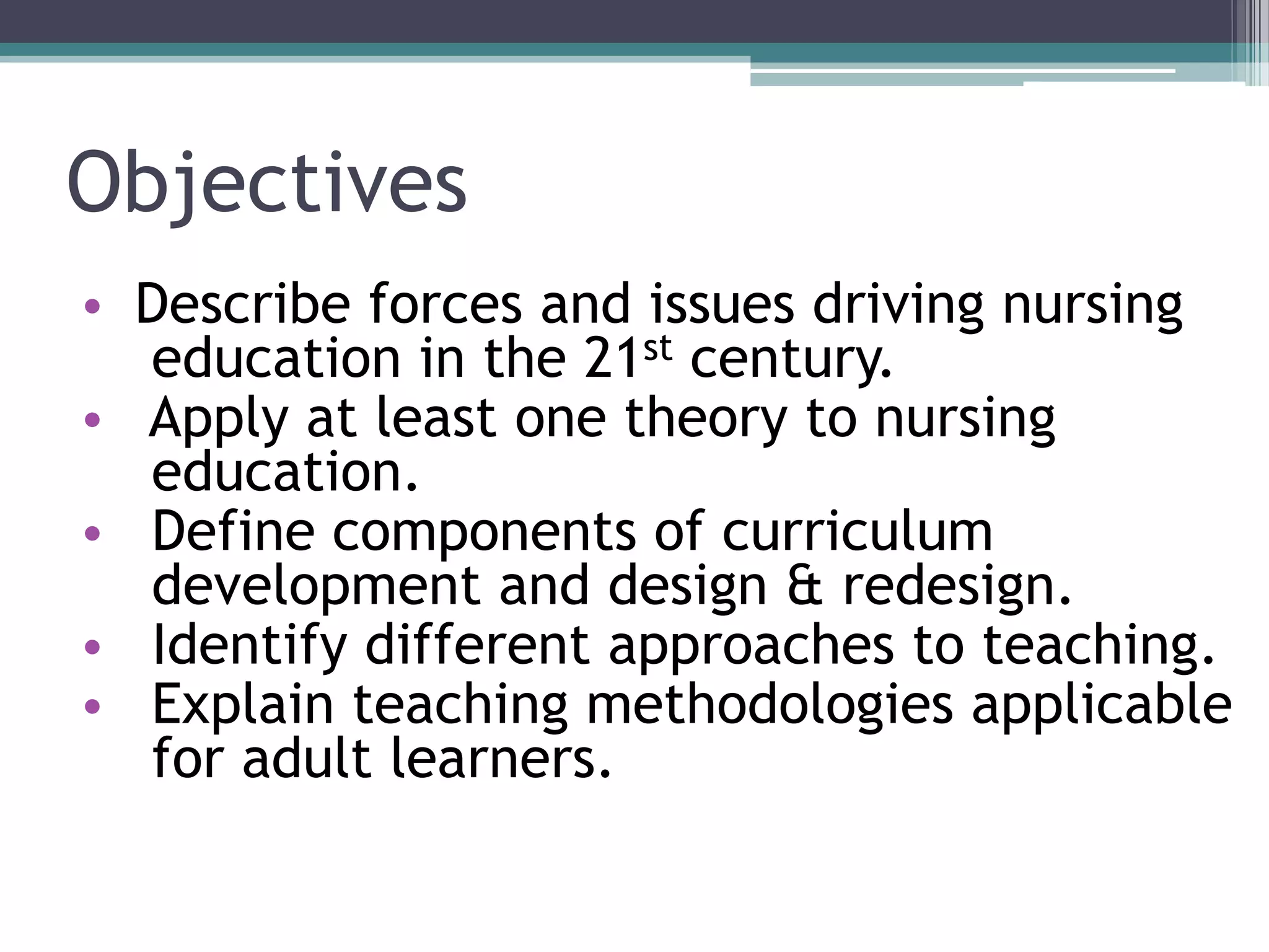 Current trends and issues in nursing education ppt | PPT