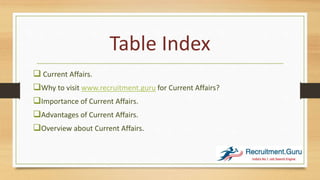 Latest Current affairs Updates and Current Affairs Quiz | PPTX