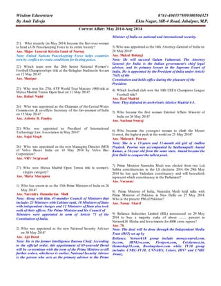 Current affairs complete may-2014 | PDF