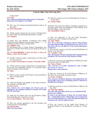 Current affairs complete may-2014 | PDF