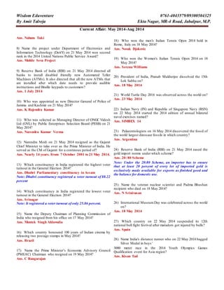 Current affairs complete may-2014 | PDF