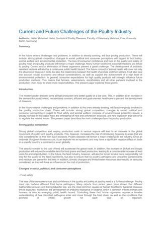 Current and future challenges of the poultry industry | PDF