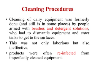 Current cleaning techniques in dairy processing industry | PPTX