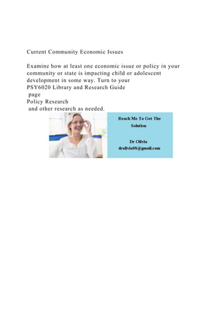 Current Community Economic IssuesExamine how at least one ec.docx