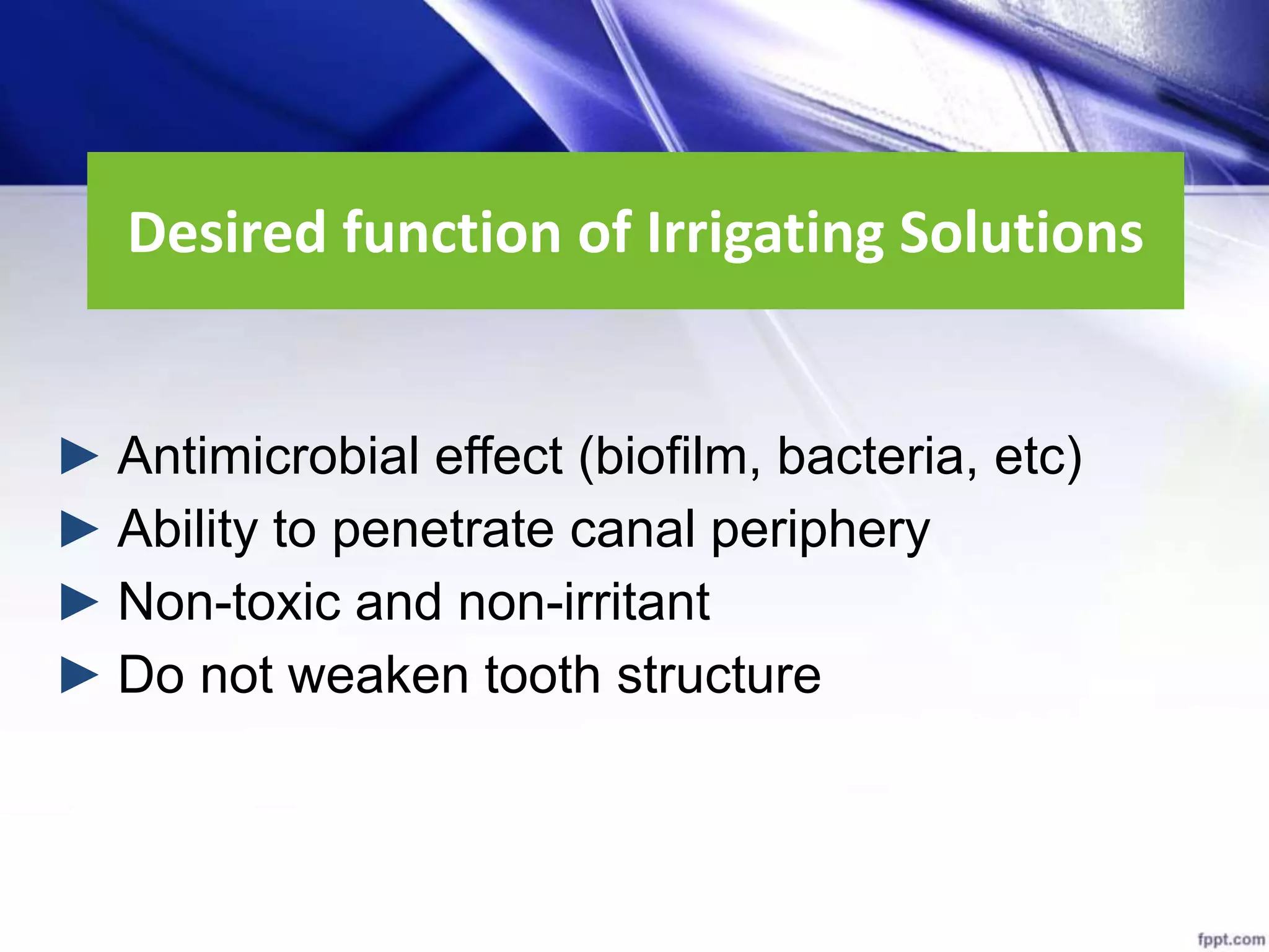 Current concept of endodontic irrigation | PPTX