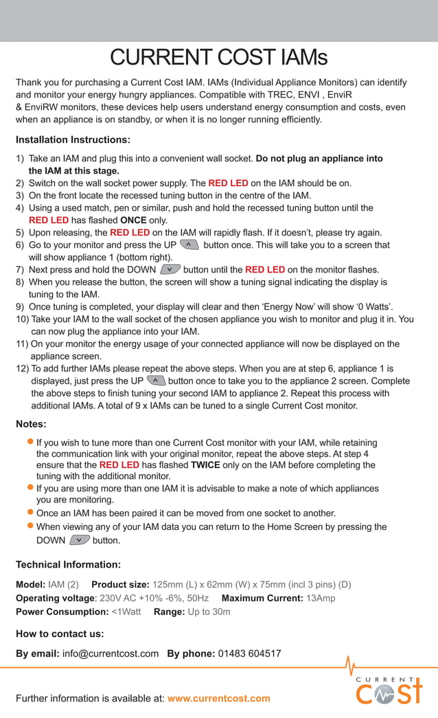 Current cost iam datasheet | PDF