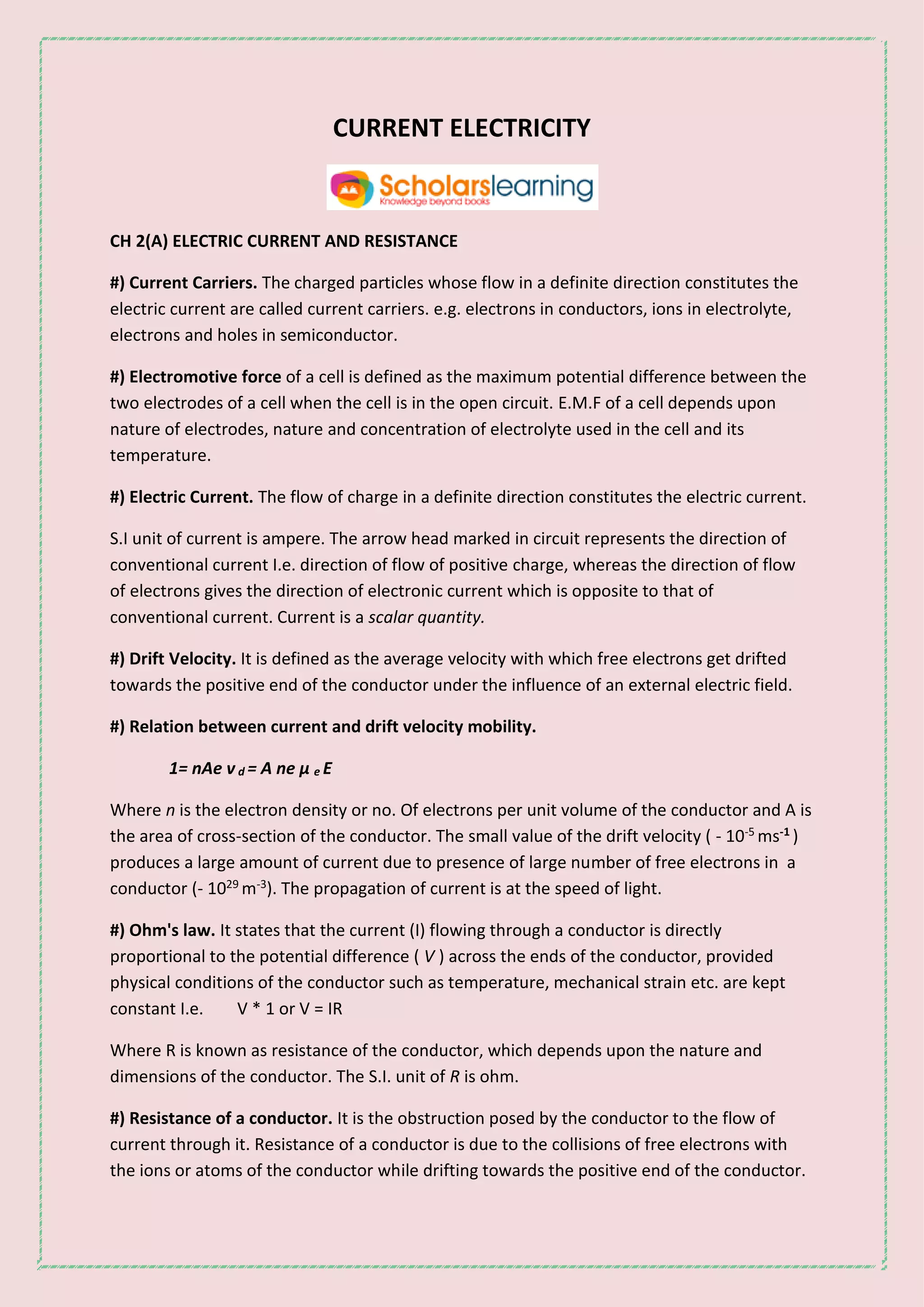 Current electricity | PDF