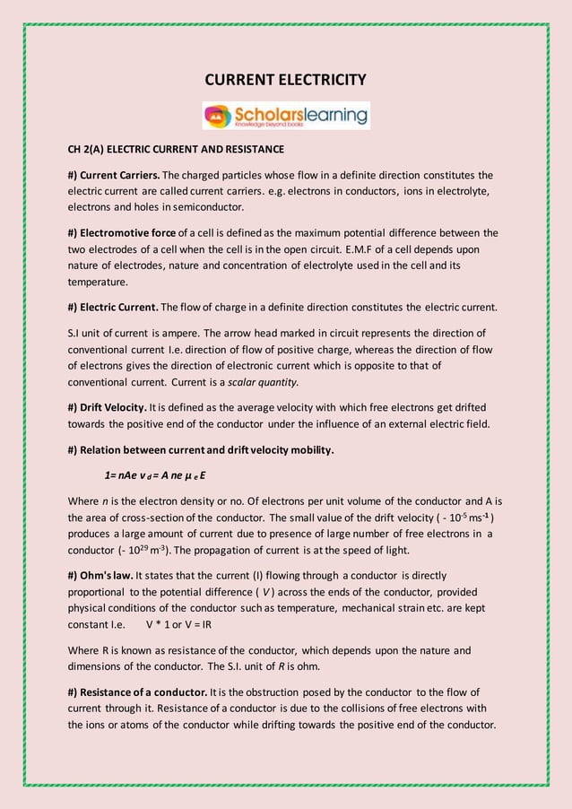 Current electricity | PDF