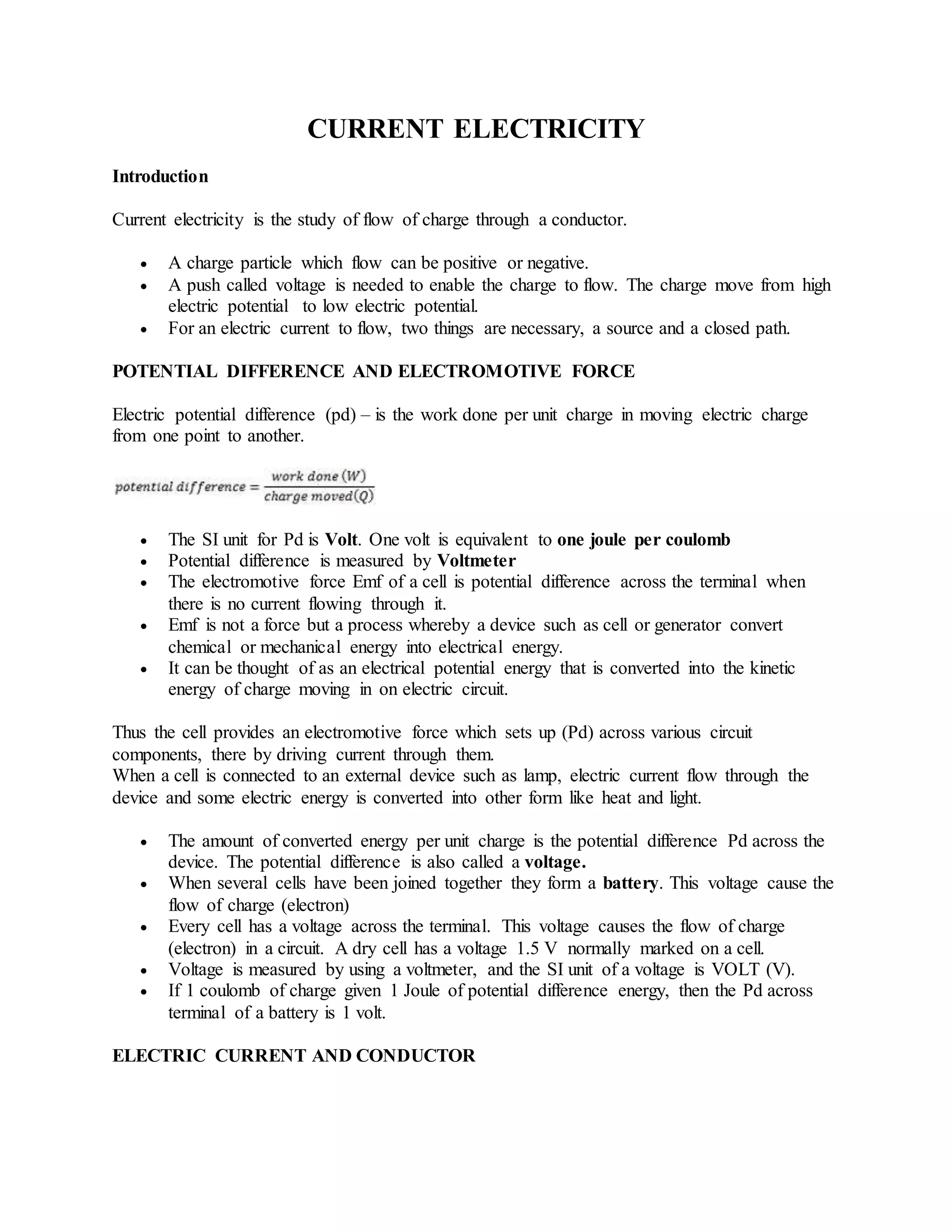 Current electricity | DOCX