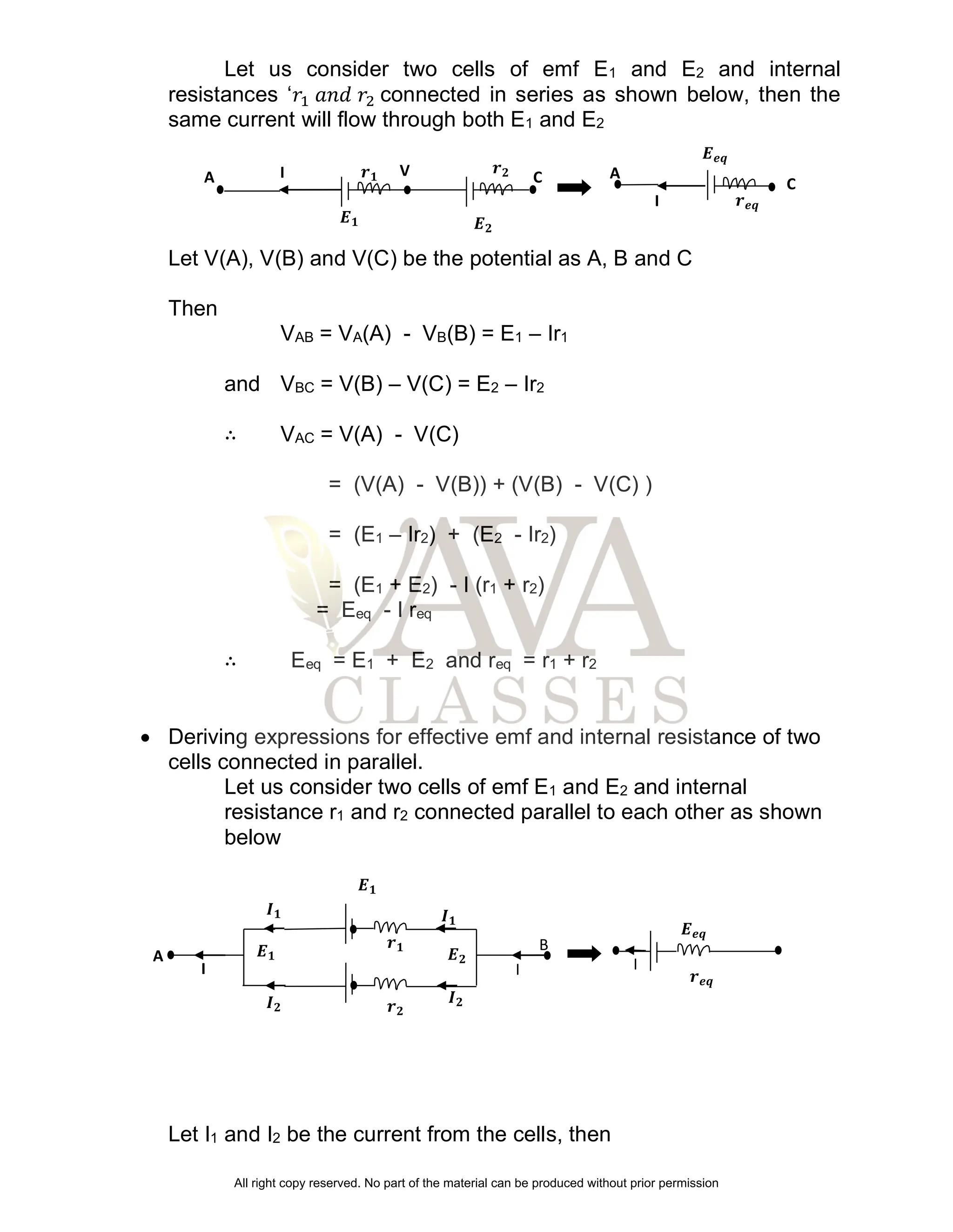 Physics Class 12 Current Electricity Study material pdf download | PDF ...