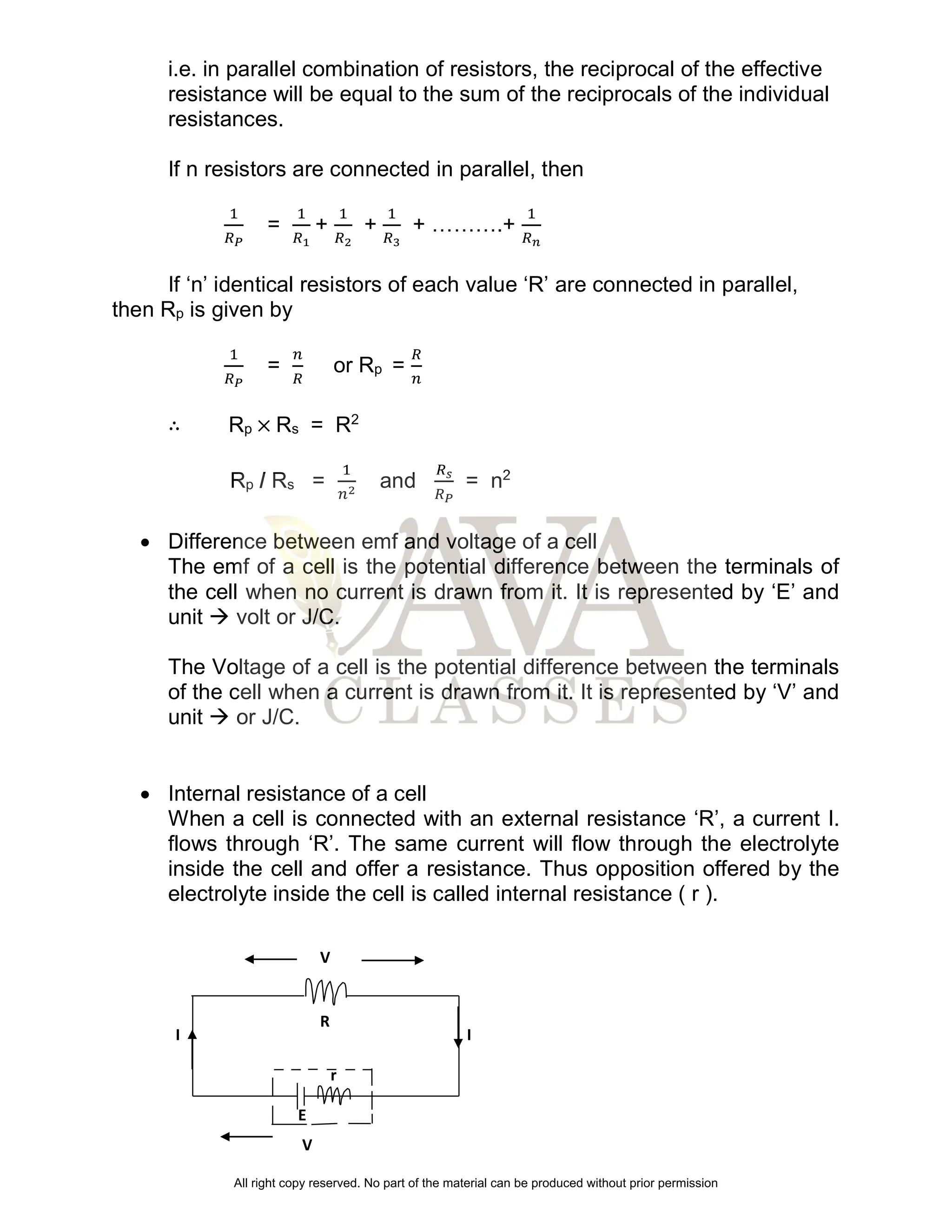 Physics Class 12 Current Electricity Study material pdf download | PDF ...