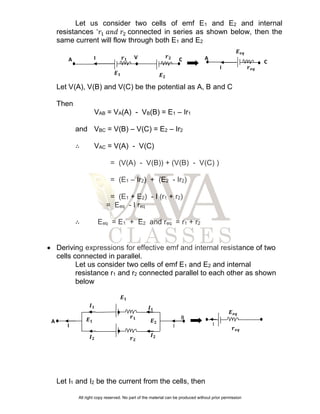 Physics Class 12 Current Electricity Study material pdf download | PDF