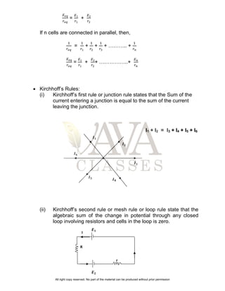 Physics Class 12 Current Electricity Study material pdf download | PDF