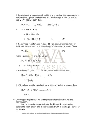Physics Class 12 Current Electricity Study material pdf download | PDF