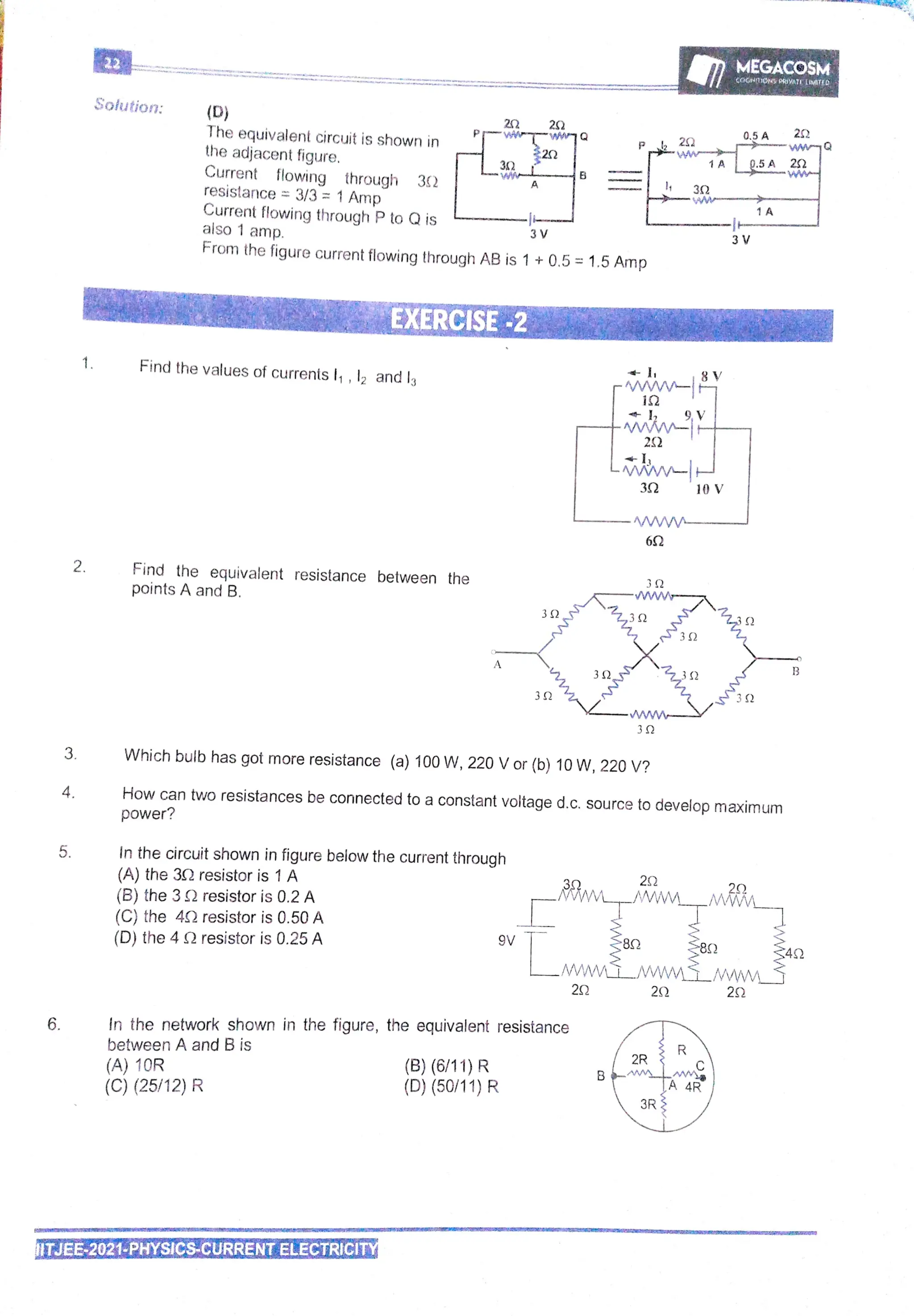 Current electricity . Module of FIITJEE and PDF of past year JEE ...