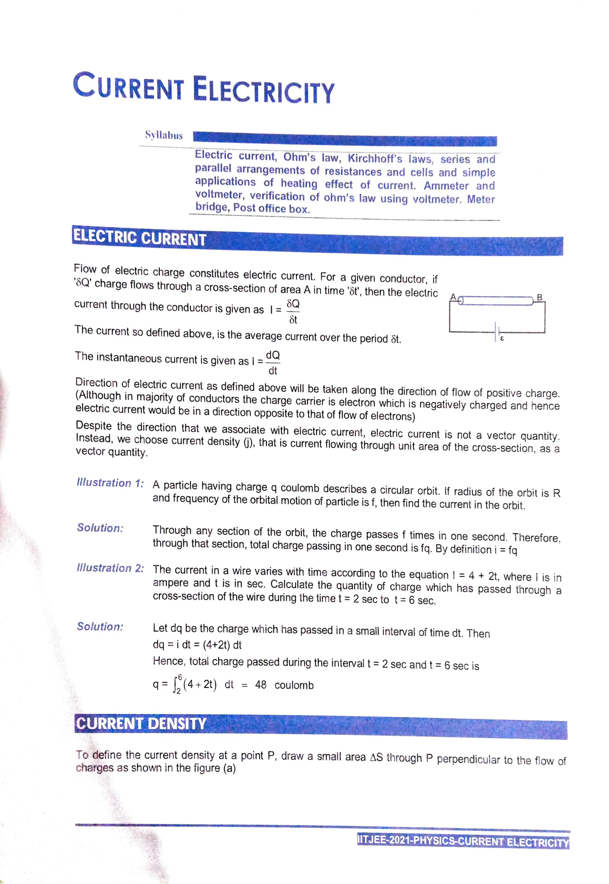Current electricity . Module of FIITJEE and PDF of past year JEE ...