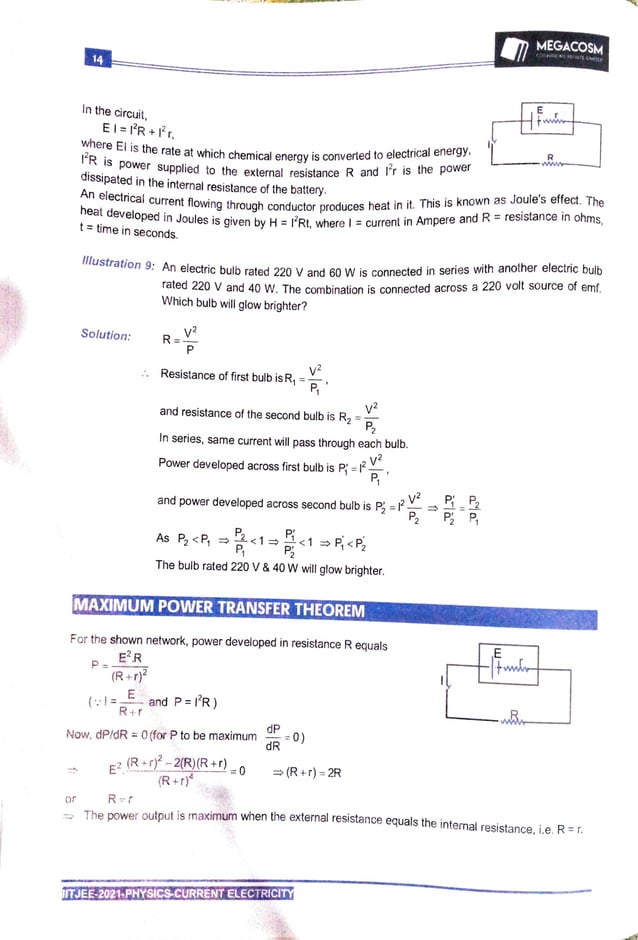 Current electricity . Module of FIITJEE and PDF of past year JEE ...