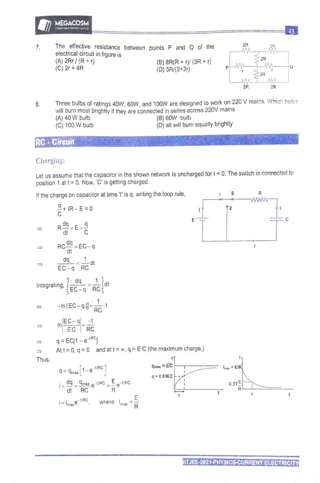Current electricity . Module of FIITJEE and PDF of past year JEE ...