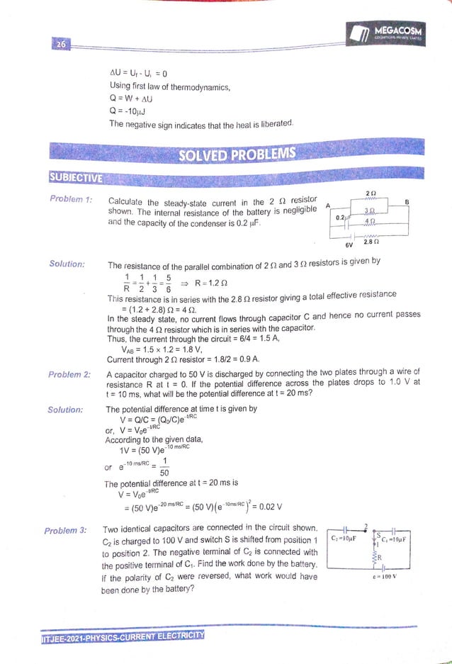 Current electricity . Module of FIITJEE and PDF of past year JEE ...