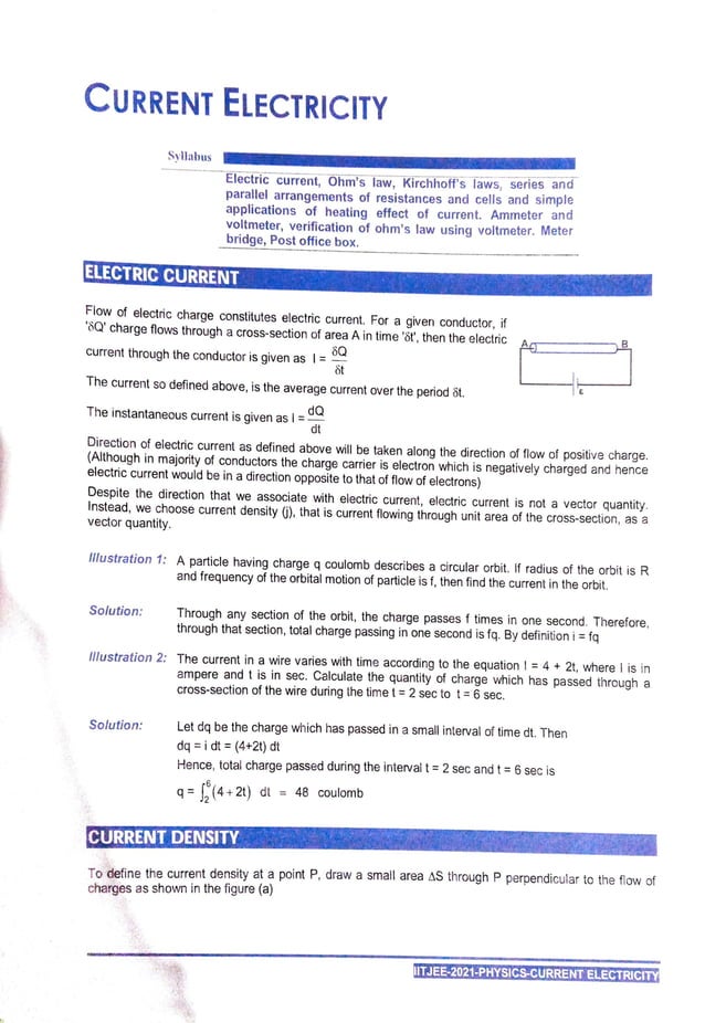Current electricity . Module of FIITJEE and PDF of past year JEE ...