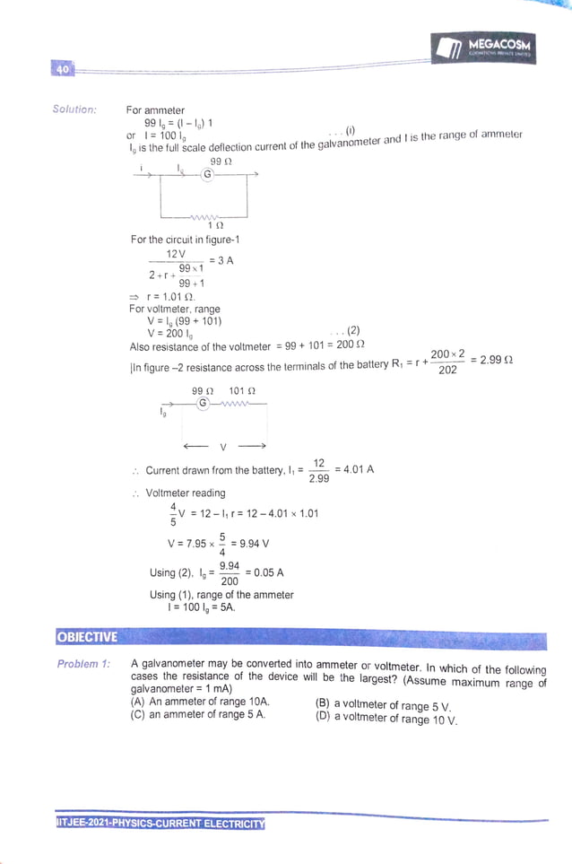 Current electricity . Module of FIITJEE and PDF of past year JEE ...