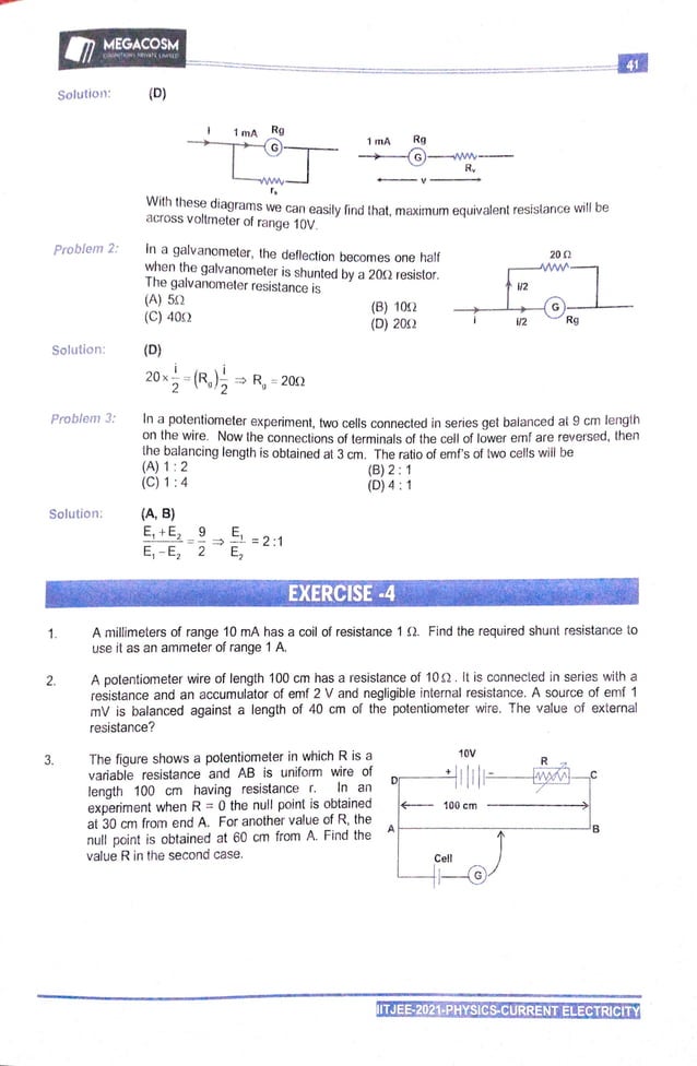 Current electricity . Module of FIITJEE and PDF of past year JEE ...