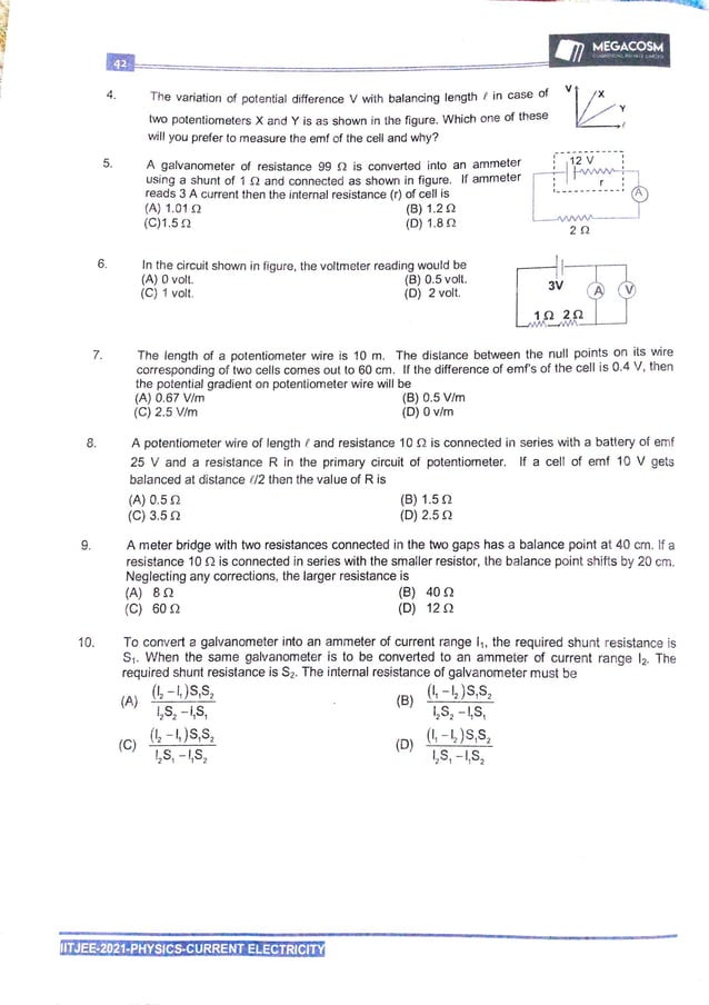 Current electricity . Module of FIITJEE and PDF of past year JEE ...