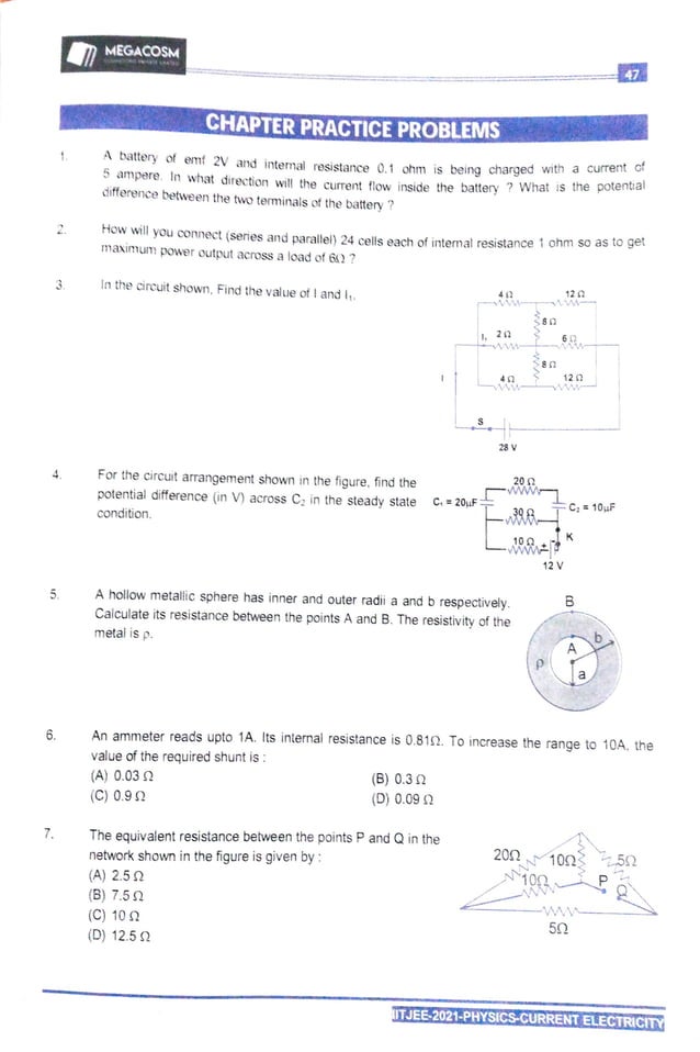 Current electricity . Module of FIITJEE and PDF of past year JEE ...