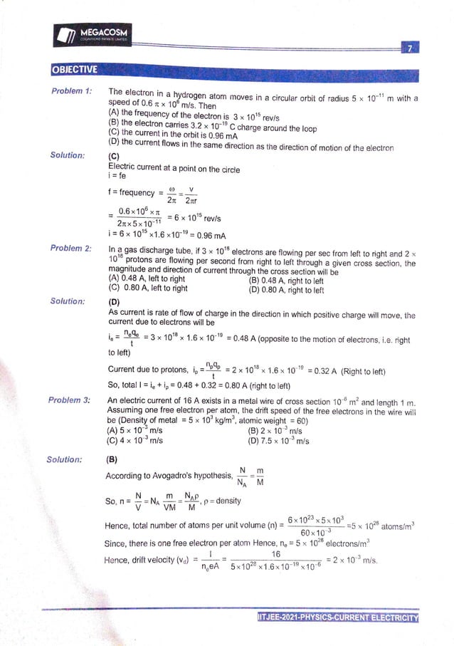 Current electricity . Module of FIITJEE and PDF of past year JEE ...