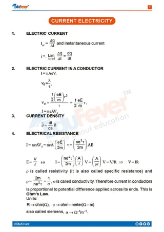 Current Electricity - Physics Revision Notes | PDF | Educational ...