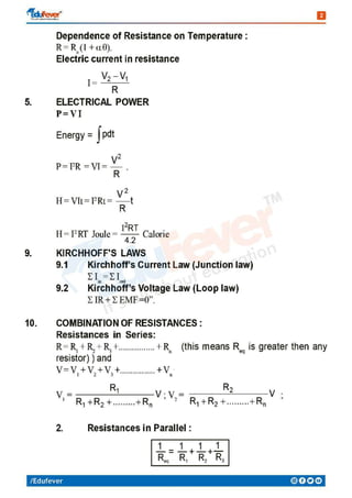 Current Electricity - Physics Revision Notes | PDF | Educational ...
