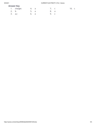 Current electricity print quizizz | PDF