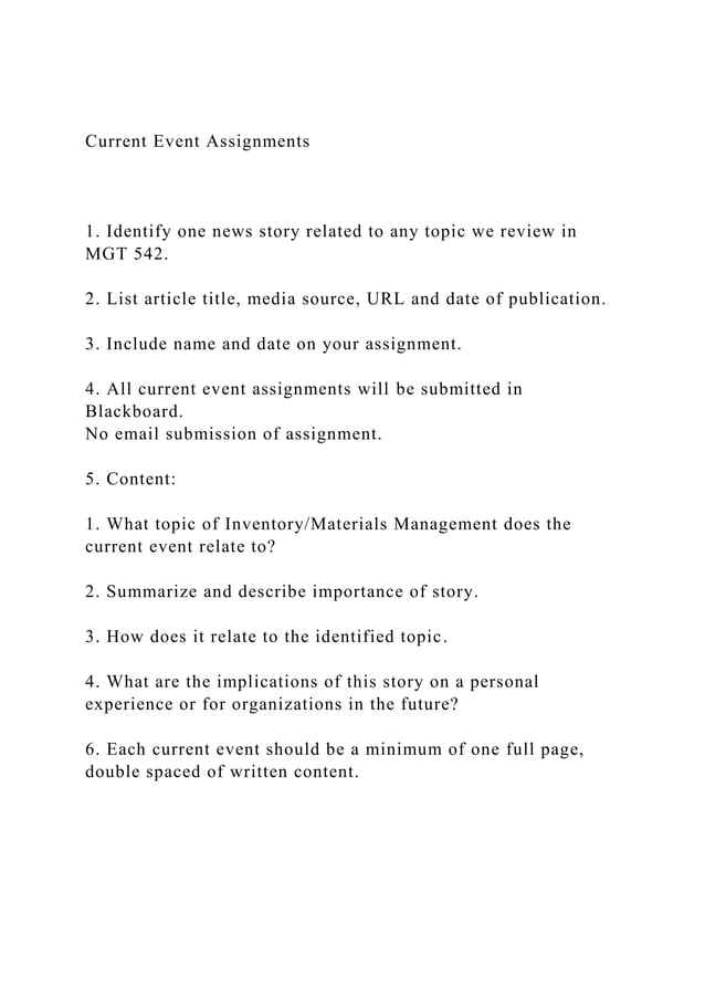 Current Event Assignments1. Identify one news story relate.docx