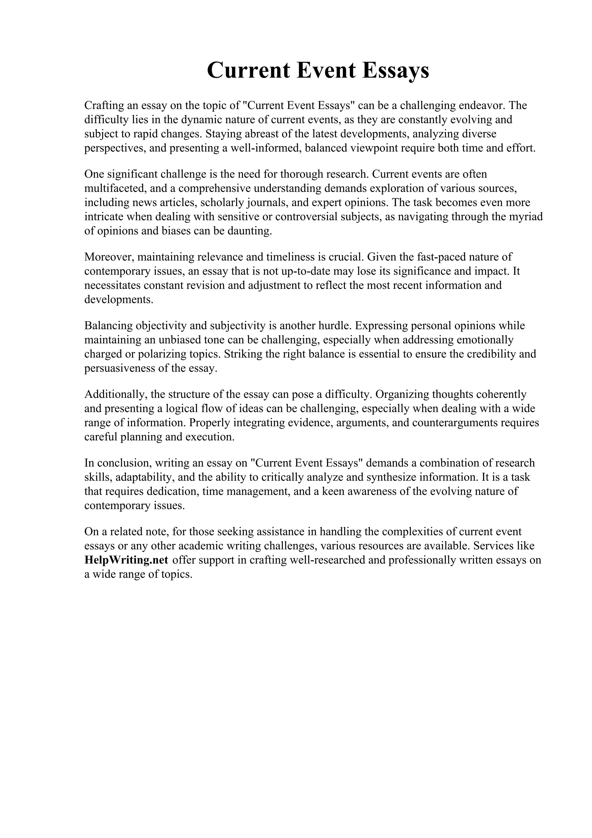 Current Event Essays | PDF