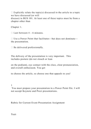 Current Event Presentation Assignment 35 Points This a.docx | Logistics ...