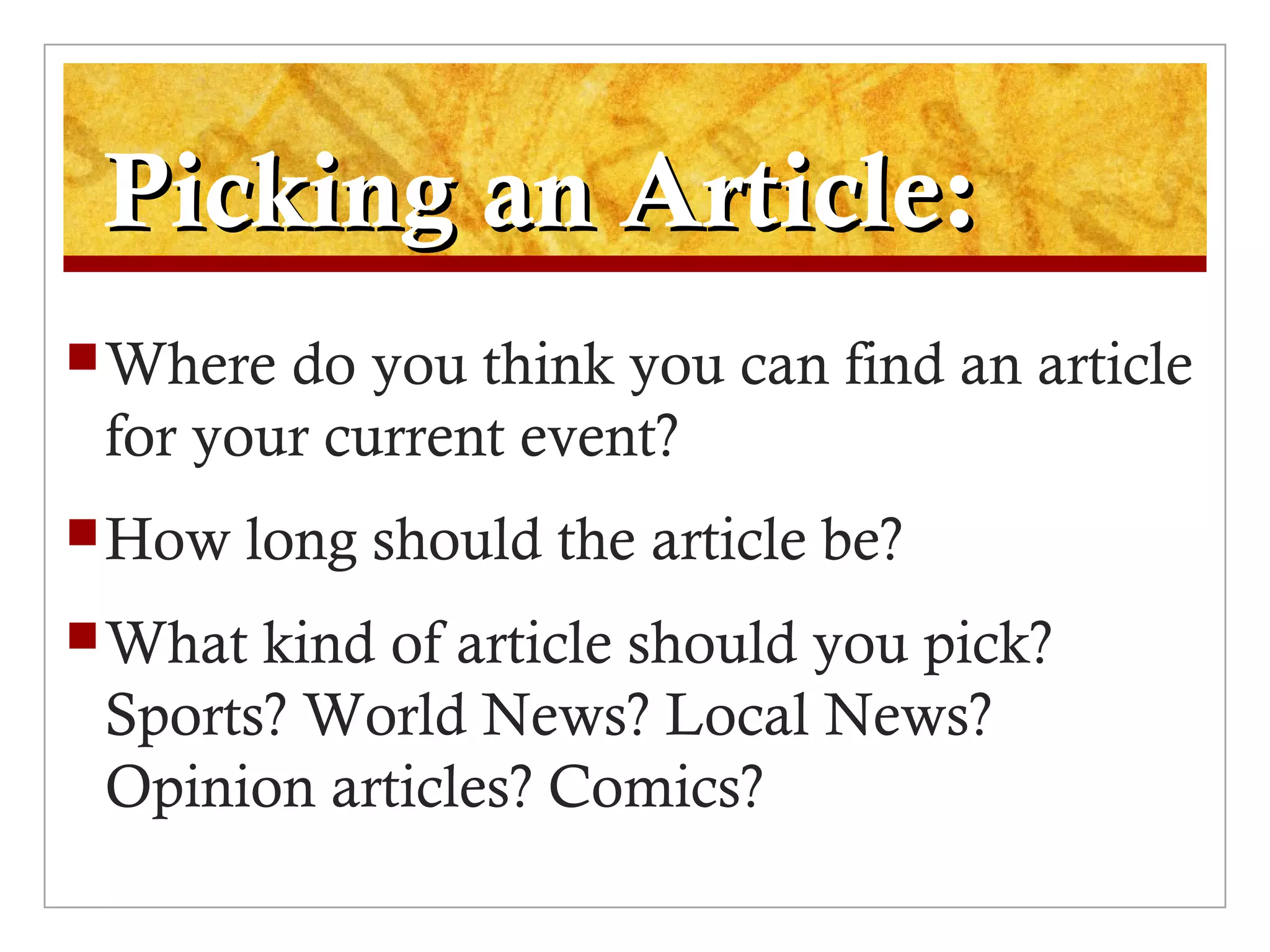 Current events introduction | PPT